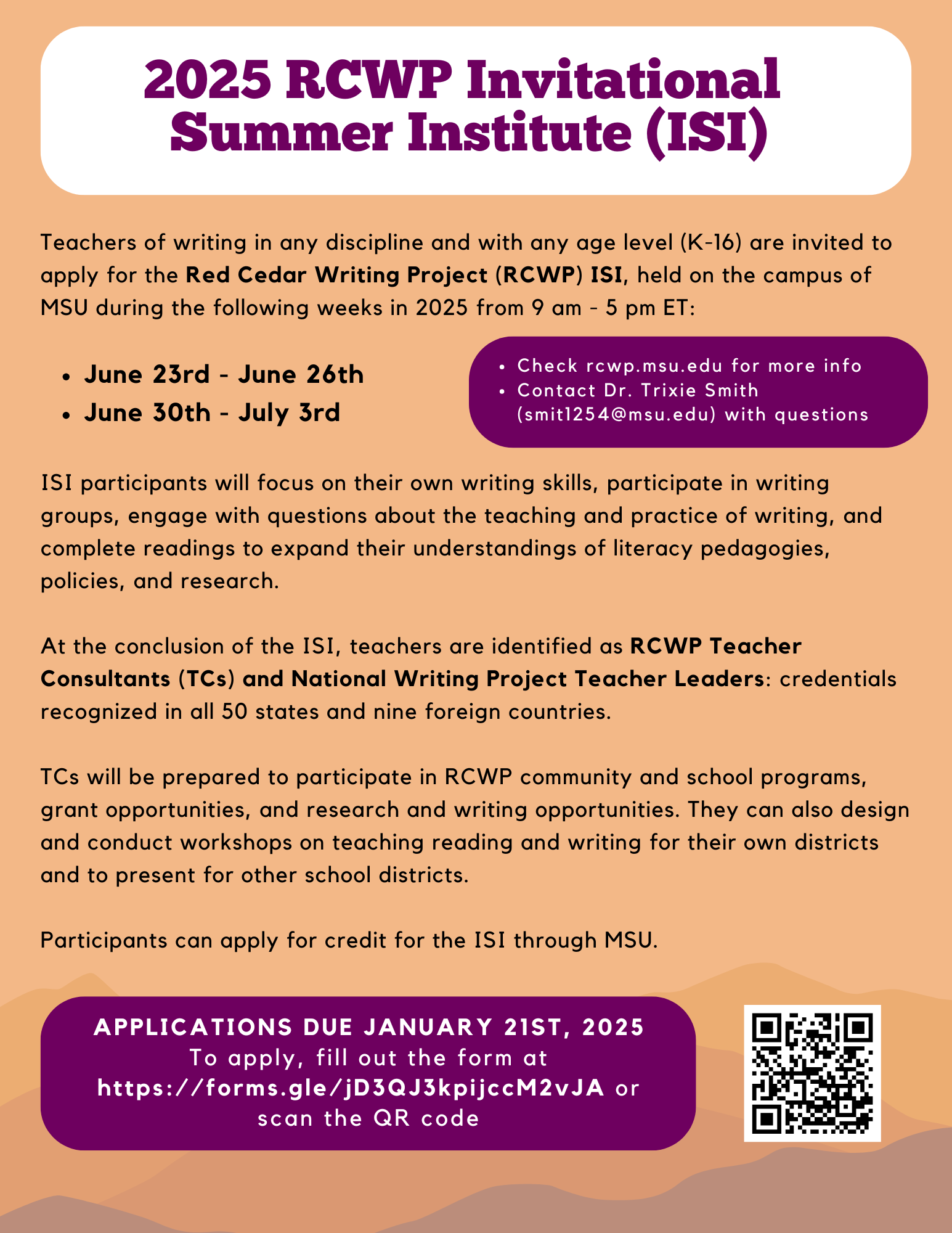 Invitational Summer Institute – Red Cedar Writing Project